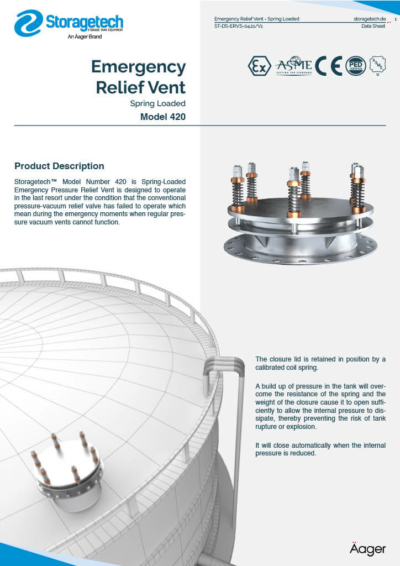 Emergency Pressure Relief Vent (Spring loaded) - Flame Arresters And ...