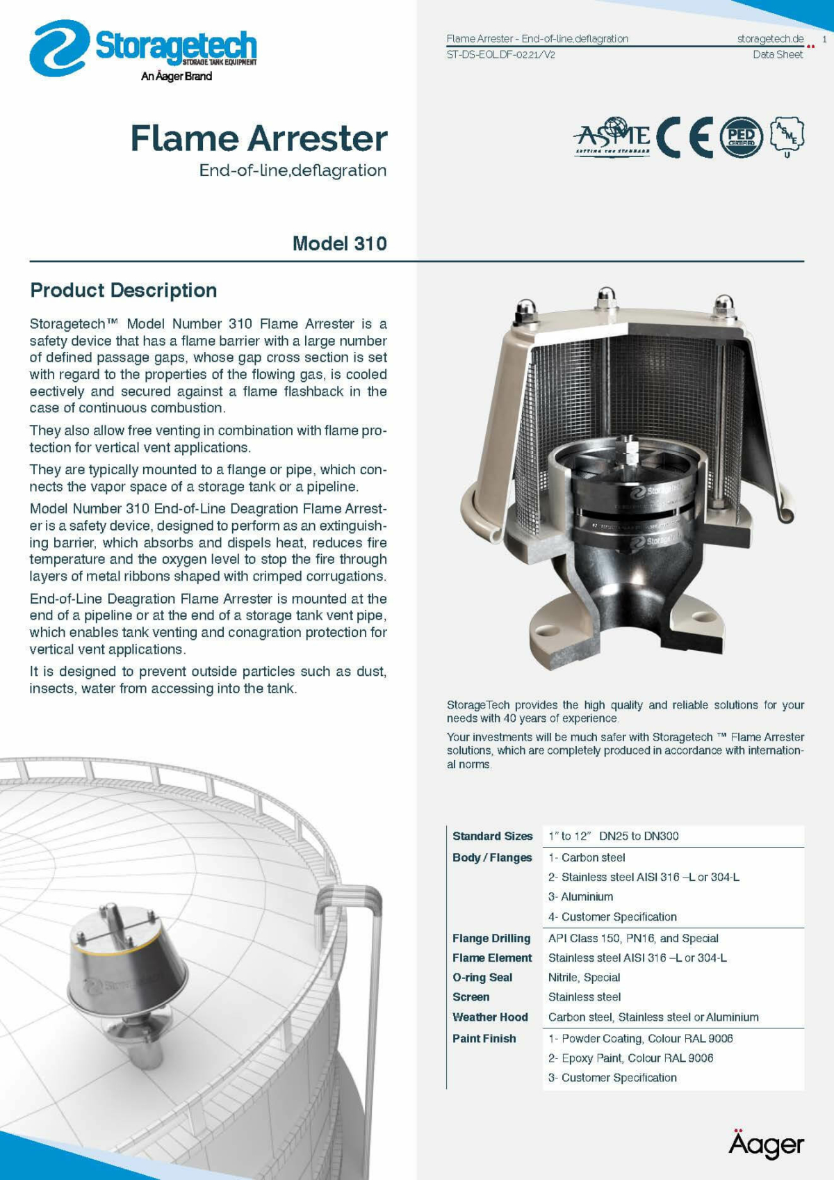 End-Of-Line, Deflagration Flame Arrester - Flame Arresters And Explosion Protection Solutions