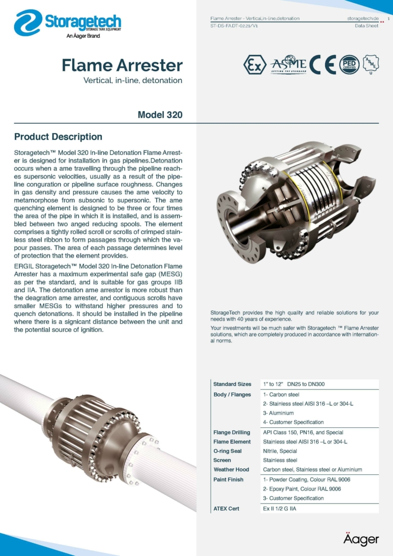 Vertical, in-line, detonation flame arrestor - Flame Arresters And ...