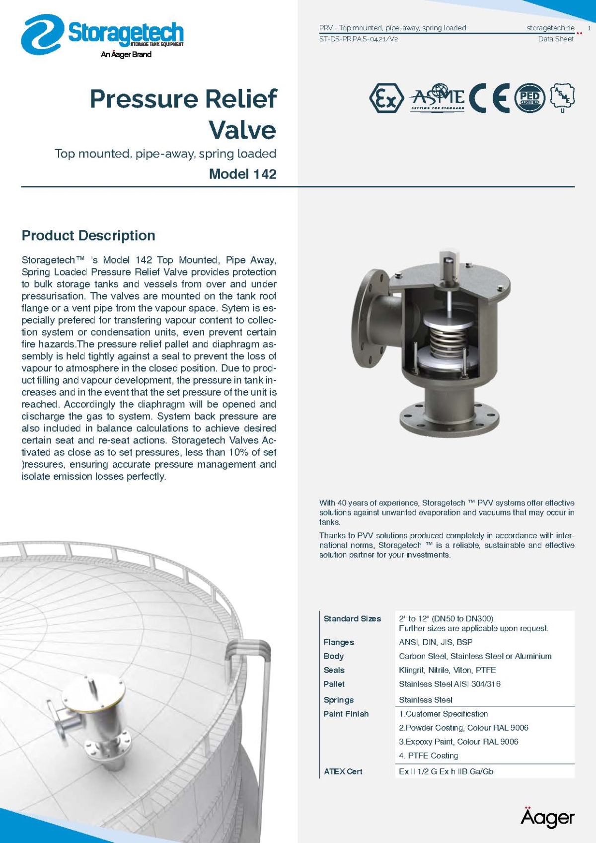 Pressure Relief Valve Top mounted, pipe-away, spring loaded - Flame ...