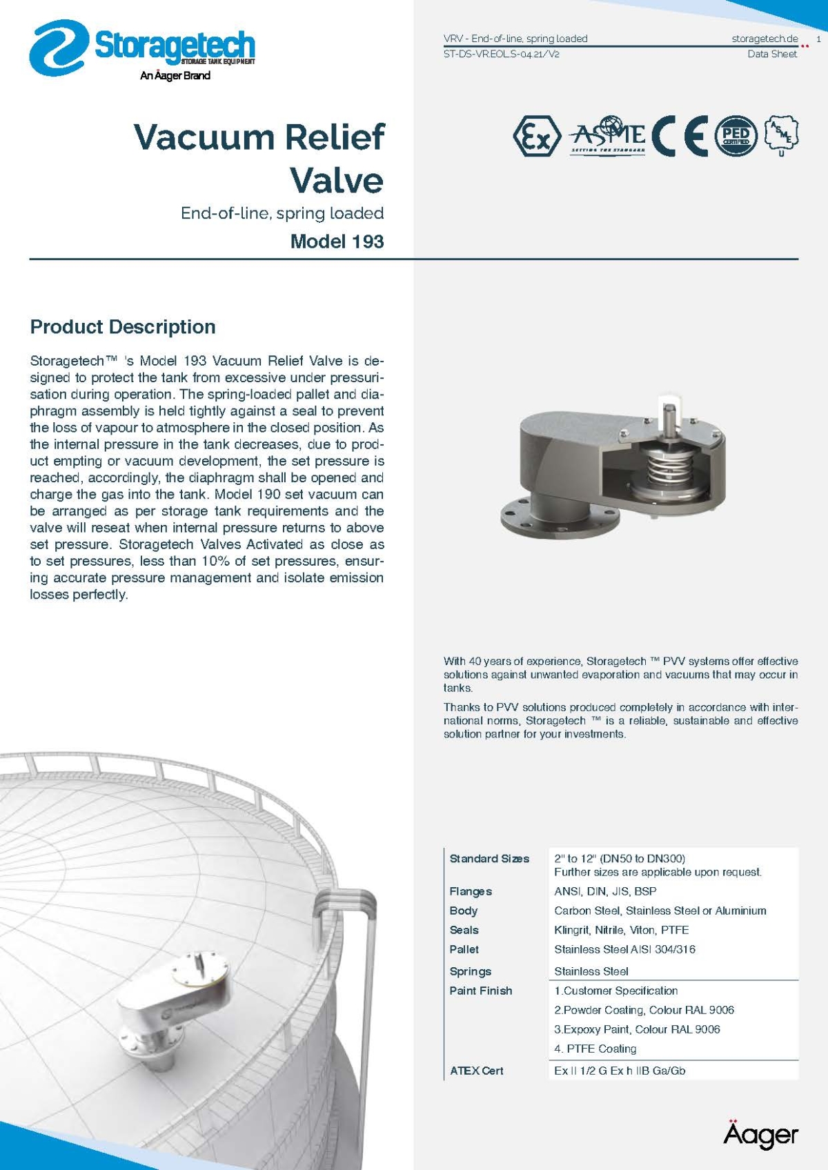 Vacuum Relief Valve End of line, spring loaded - Flame Arresters And ...