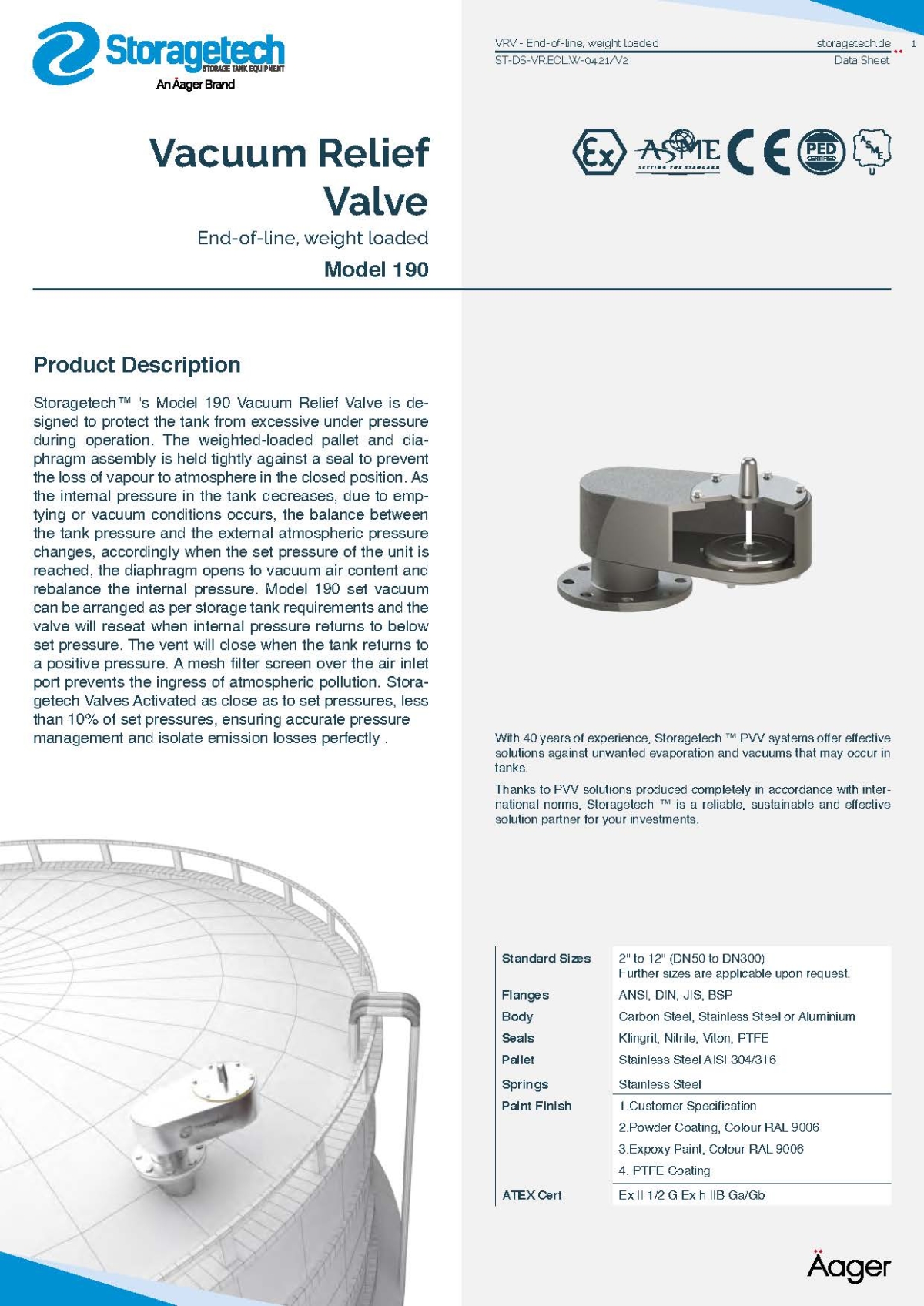 Vacuum Relief Valve End of line, weight loaded - Flame Arresters And ...
